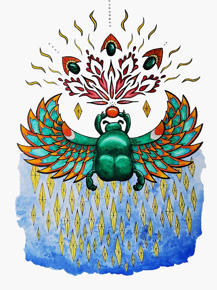 "Emerald Scarab" Sticker for Sale by libretinaart | Redbubble