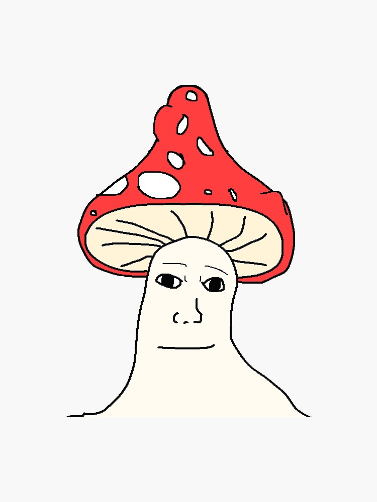 "Color Shroomjack/Mushroom Wojak" Sticker for Sale by Funkaro | Redbubble