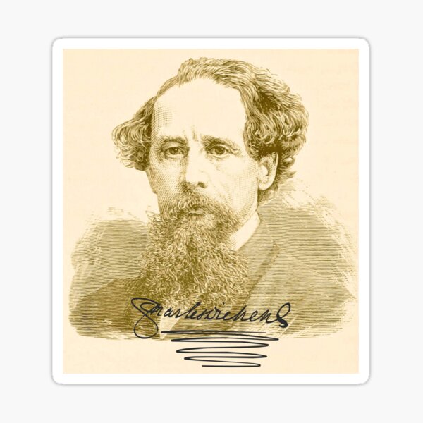 "Charles Dickens with Signature " Sticker by artsphere | Redbubble