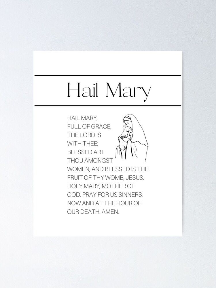 "Hail Mary Prayer Catholic Artwork " Poster for Sale by catholic-prints ...