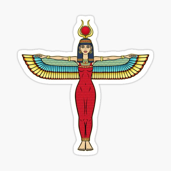 "Animation color portrait: Egyptian winged goddess Isis with horns and ...