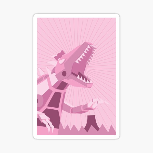 "Roaring Pink Dinosaur Robot" Sticker for Sale by Reynaldo-Create ...