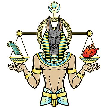 "Animation portrait: Egyptian God Anubis measures the human heart and ...