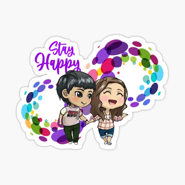 "Stay happy cartoon" Sticker by Artdreamers | Redbubble