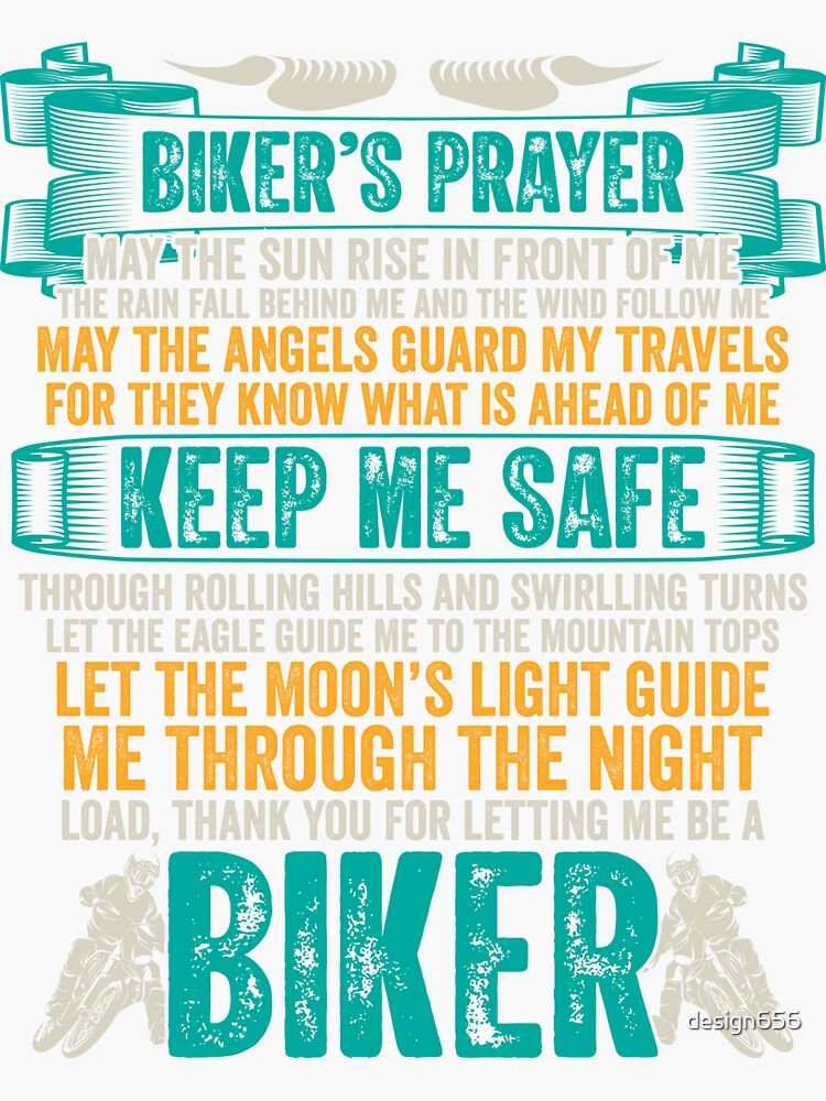 "BIKER_S-PRAYER" Sticker by design656 | Redbubble
