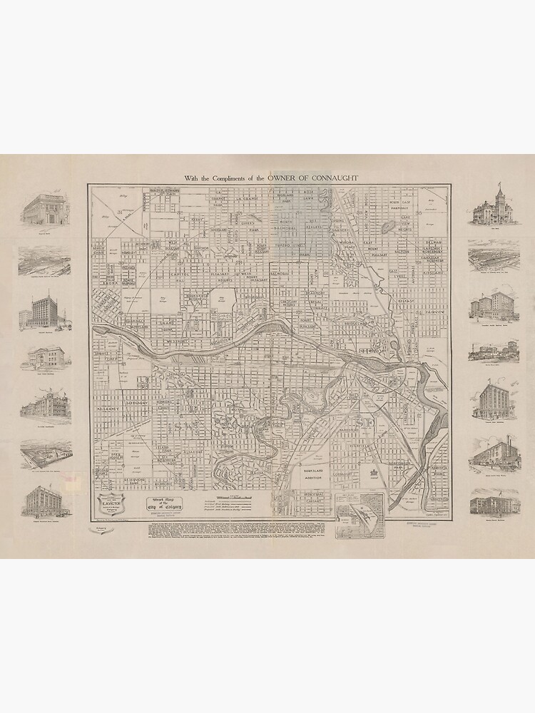 "Old Calgary Canada Map (1913) Vintage Canadian City Atlas " Poster by ...