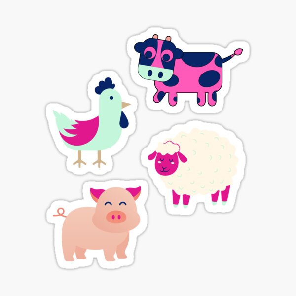 "Preppy Farm Animal Pack" Sticker for Sale by RetroOG | Redbubble
