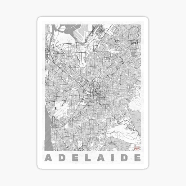 "Adelaide Map Line" Sticker by HubertRoguski | Redbubble