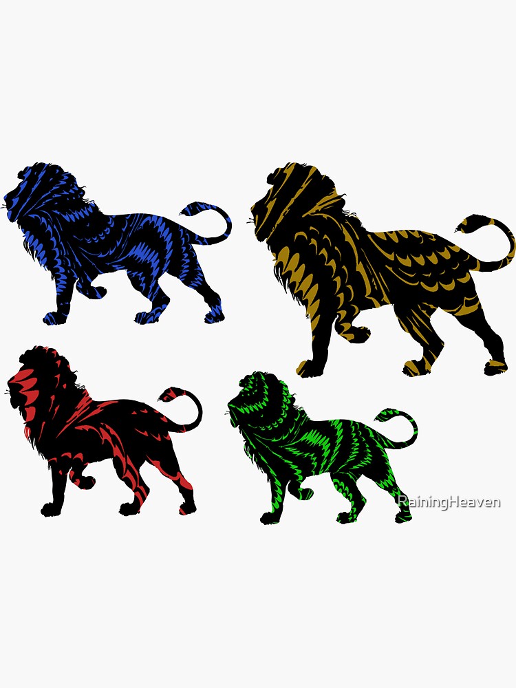 "Four Lion -Pack of 4-stickers Sets" Sticker for Sale by RainingHeaven ...