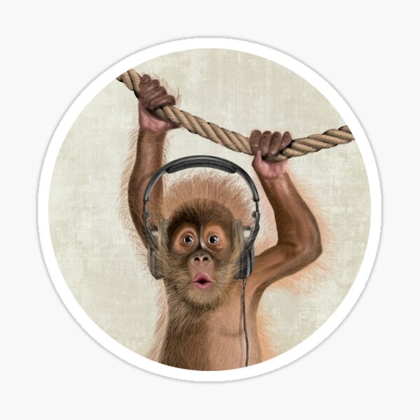 "Monkey music" Sticker for Sale by Sparafuori | Redbubble