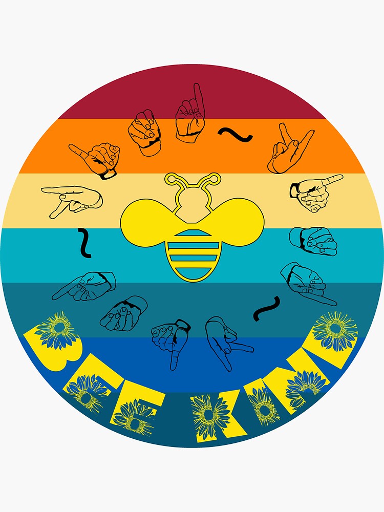 "Bee Kind - ASL Sign Language Shirt with Sunflower and Sunset " Sticker ...