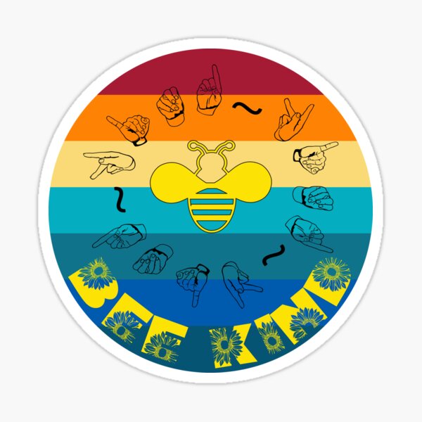 "Bee Kind - ASL Sign Language Shirt with Sunflower and Sunset " Sticker ...