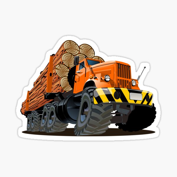 "cartoon logging truck" Sticker for Sale by Mechanick | Redbubble