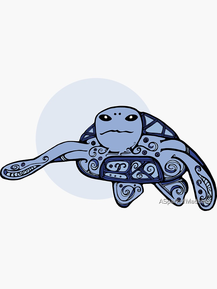 "Loggerhead Sea Turtle - Blue" Sticker for Sale by ASparkofMadness ...