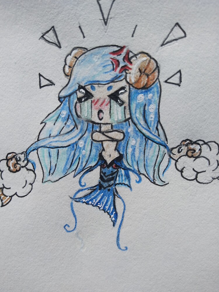 "Small Chibi Aries Mermaid" Sticker for Sale by LazyCatTree | Redbubble