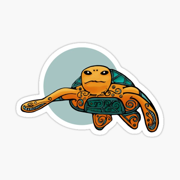 "Loggerhead Sea Turtle - Gold and Teal" Sticker for Sale by ...