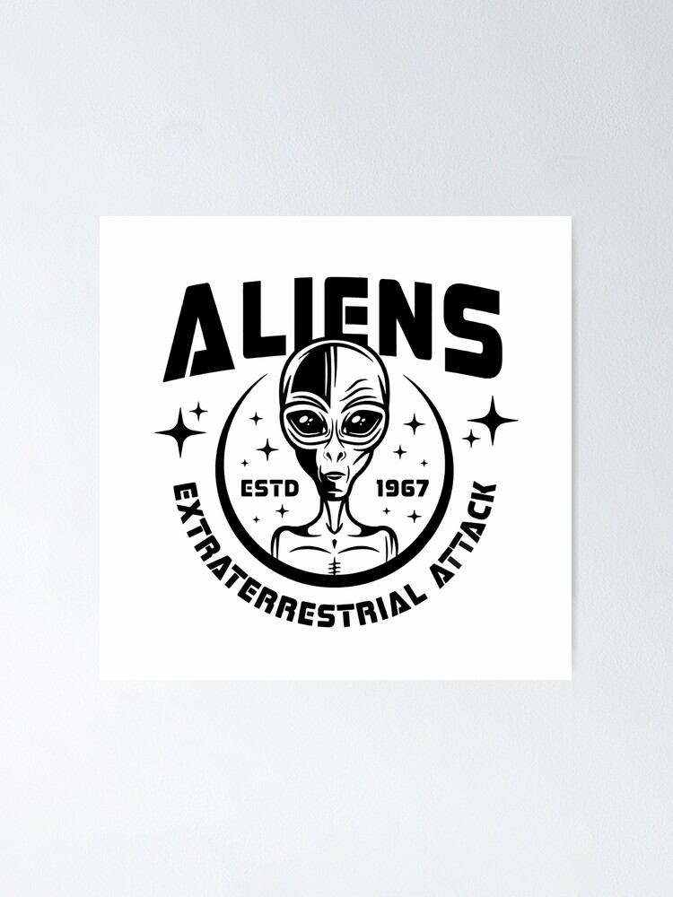 "Vintage Style Alien Emblem Black" Poster for Sale by WearWolfDesigns ...