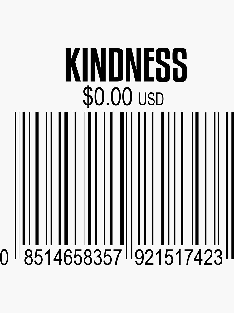 "Kindness Barcode" Sticker for Sale by Works-By-C | Redbubble