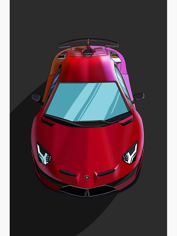 "2019-Lamborghini-Aventador-SVJ-top-front-view-illustration" Art Print ...