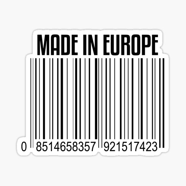 "Made in Europe Barcode" Sticker for Sale by Works-By-C | Redbubble