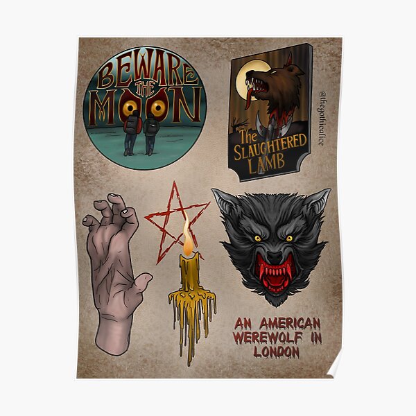 "An American Werewolf in London Tattoo Flash Sheet" Poster for Sale by ...