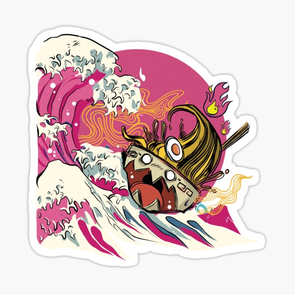 "Ramen Noodle Attack The great wave " Sticker for Sale by TRIBExSPACE ...