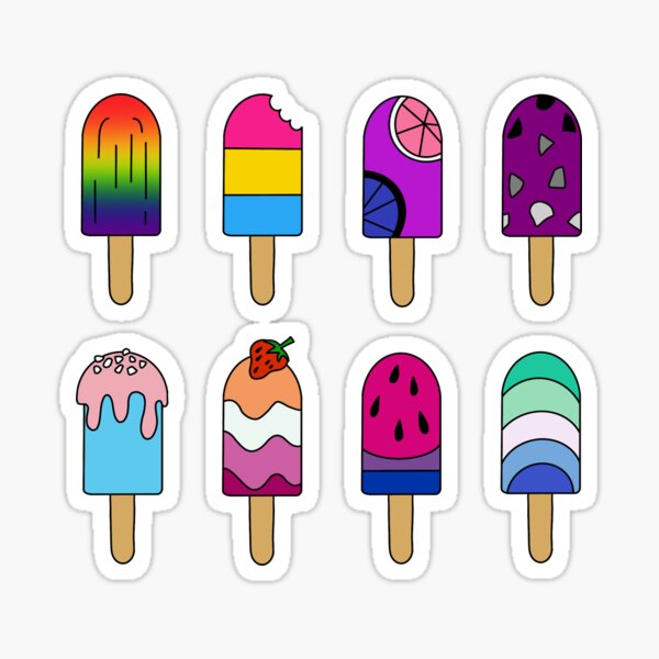 "Rainbow Color Popsicle Cute Doodle Design" Sticker for Sale by ...