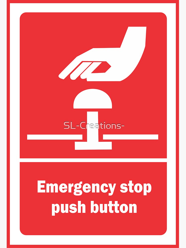 "Emergency stop push button symbol for Fire safety- fire sign" Sticker ...