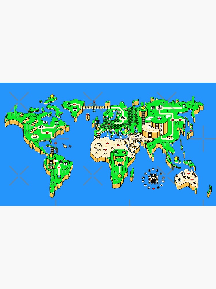 "World Map - SMW SNES style" Poster for Sale by Vince19Drums | Redbubble