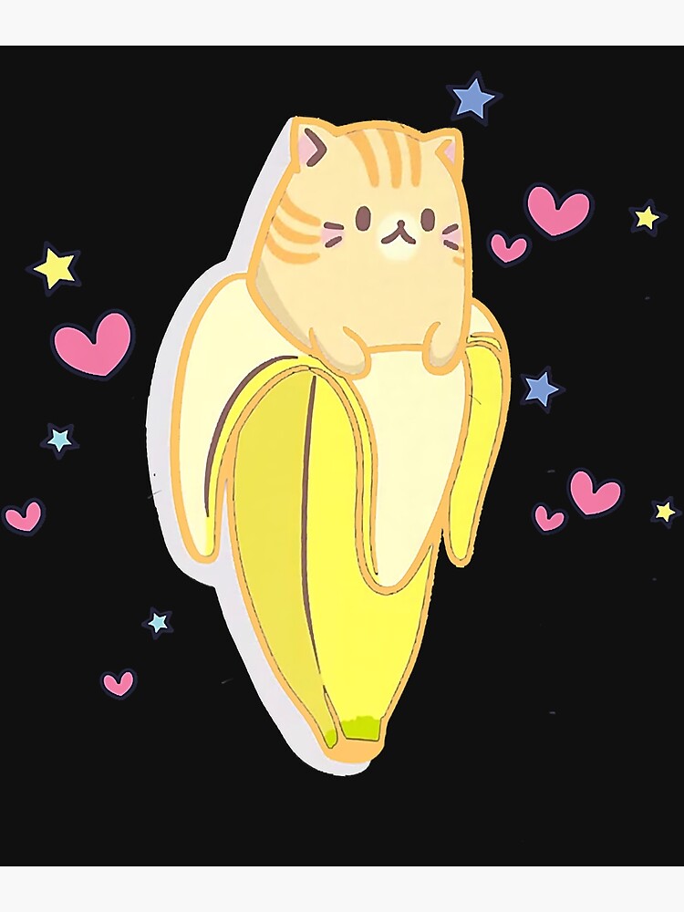 "Bananya Banana Funny Cat Cute Kawaii Kitten Premium" Photographic ...