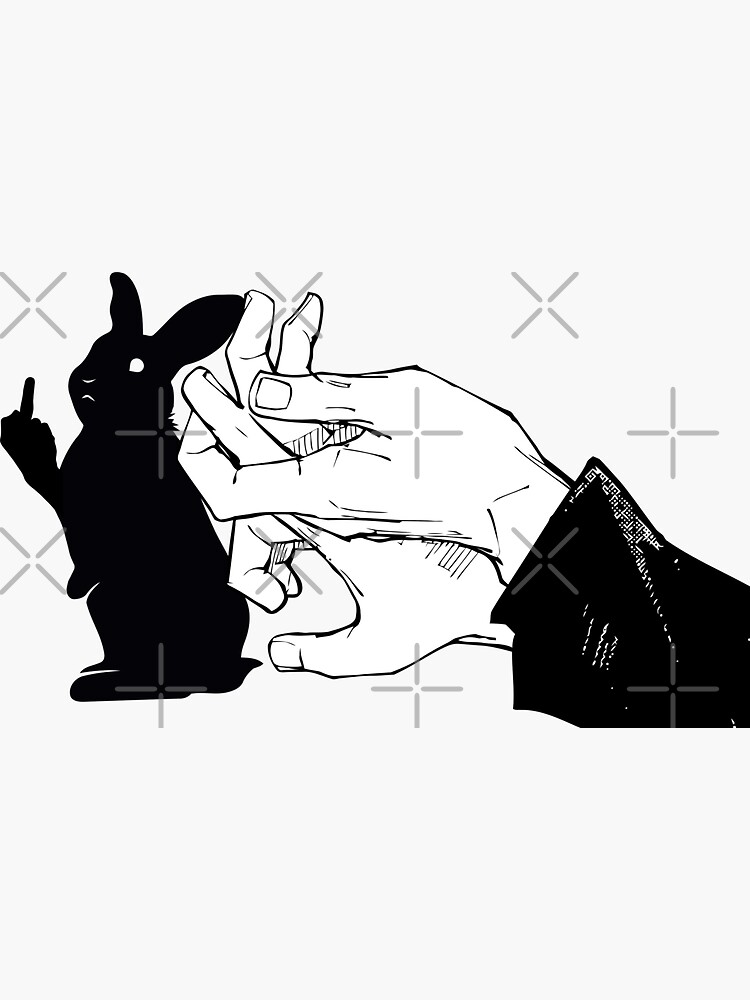 "F You Middle Finger Rabbit Animal Shadow Puppet" Sticker for Sale by ...
