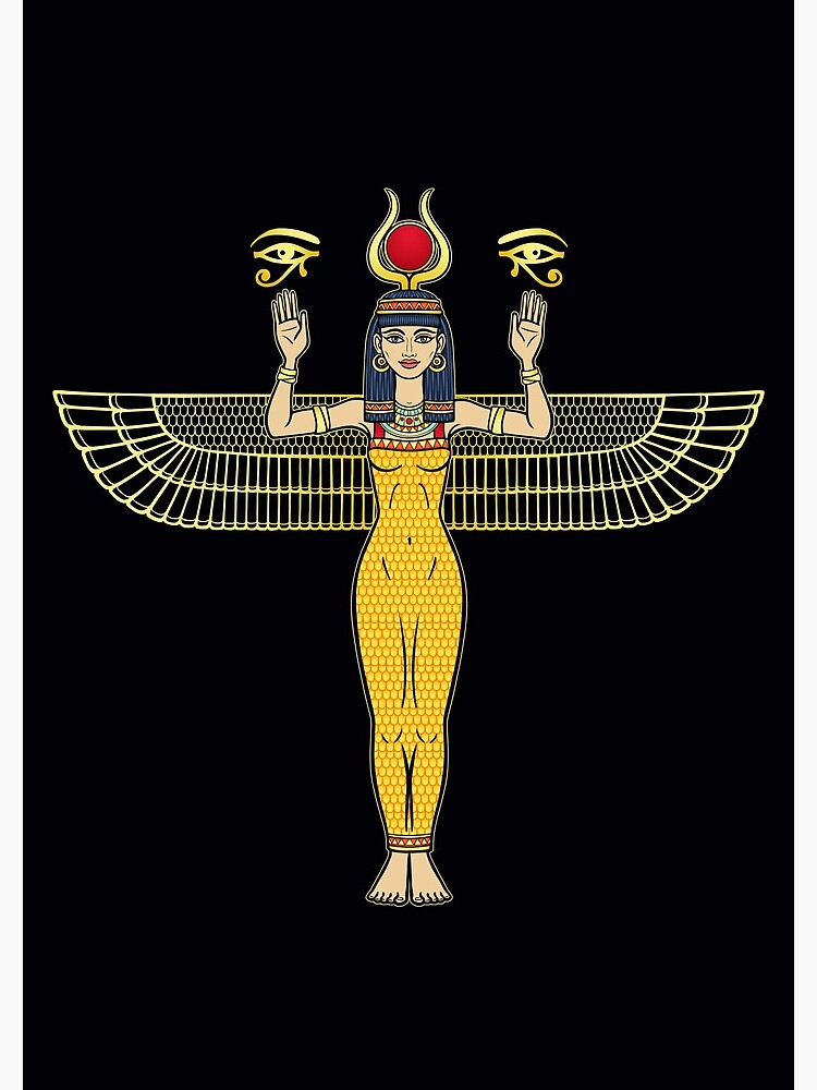 "Animation color portrait: Egyptian goddess Isis with horns and sun ...