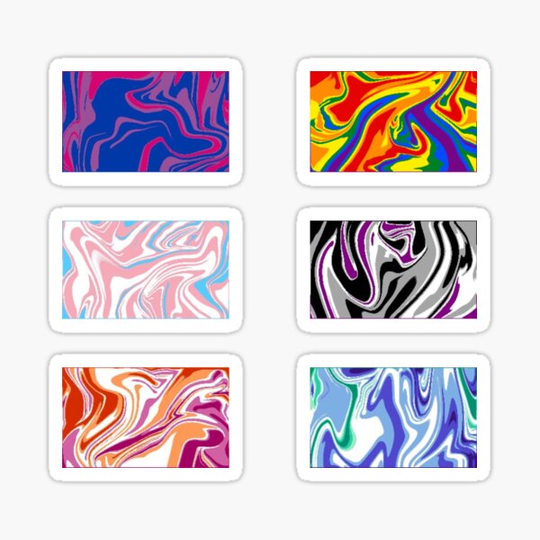 "Pride, mlm, wlw, asexual, transgender, bisexual flags marbled" Sticker ...