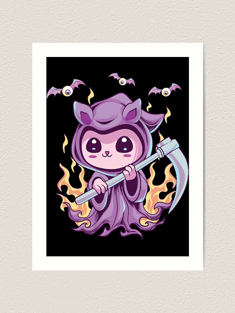 "Pastel Goth Grim Reaper Cat Cute Creepy Death Cat Aesthetic " Art ...