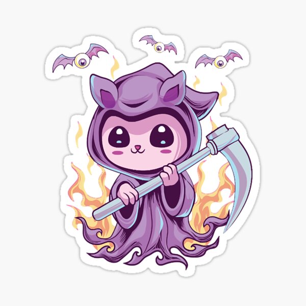 "Pastel Goth Grim Reaper Cat Cute Creepy Death Cat Aesthetic " Sticker ...