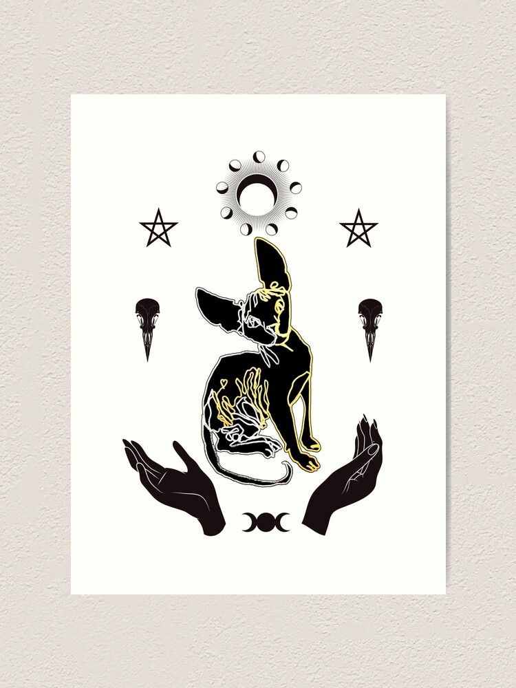 "Magic Sphinx cat ambidextrous line drawing" Art Print by orangerinka ...