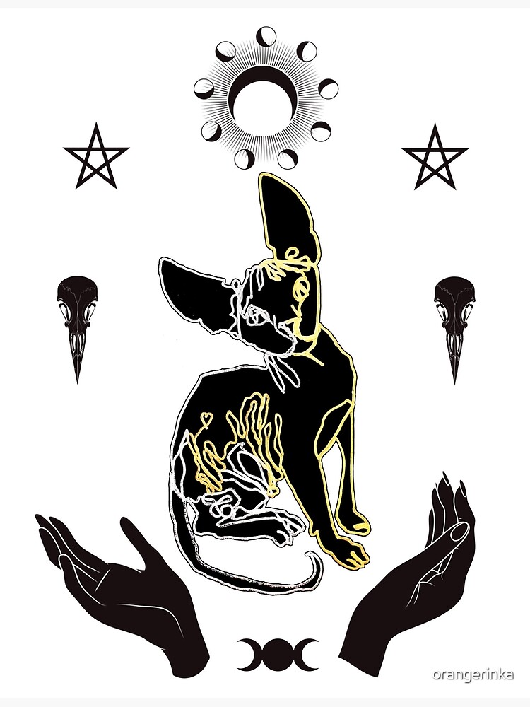 "Magic Sphinx cat ambidextrous line drawing" Art Print by orangerinka ...