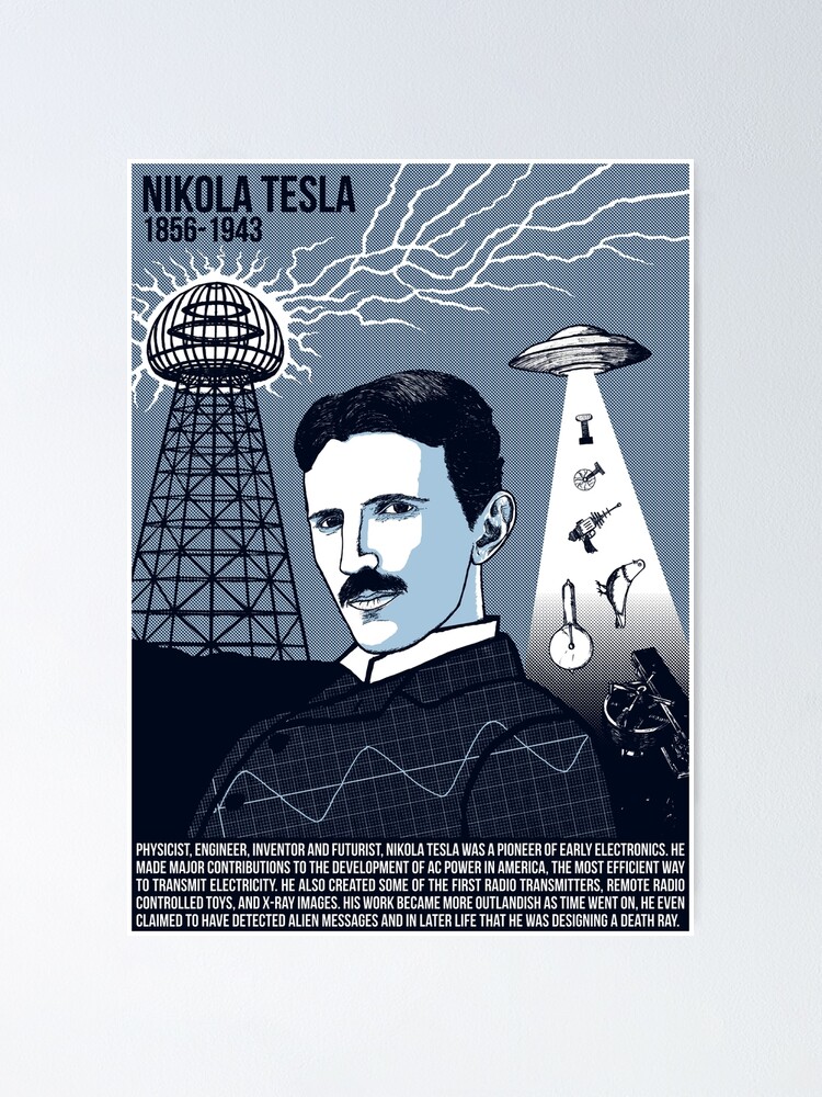 "Illustrating Great Minds - Nikola Tesla" Poster for Sale by BenZombie ...