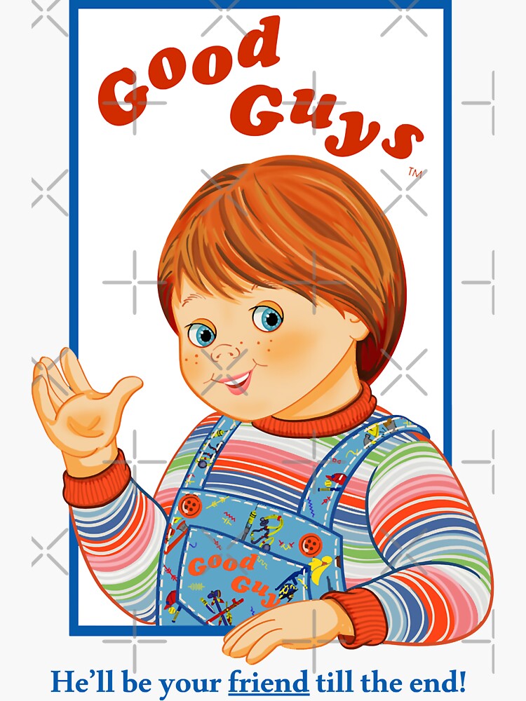 "Good guys - chucky poster" Sticker for Sale by PowersMelvin | Redbubble