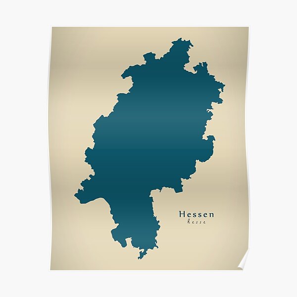 "Modern Map - Hesse federal state map Germany DE" Poster for Sale by ...