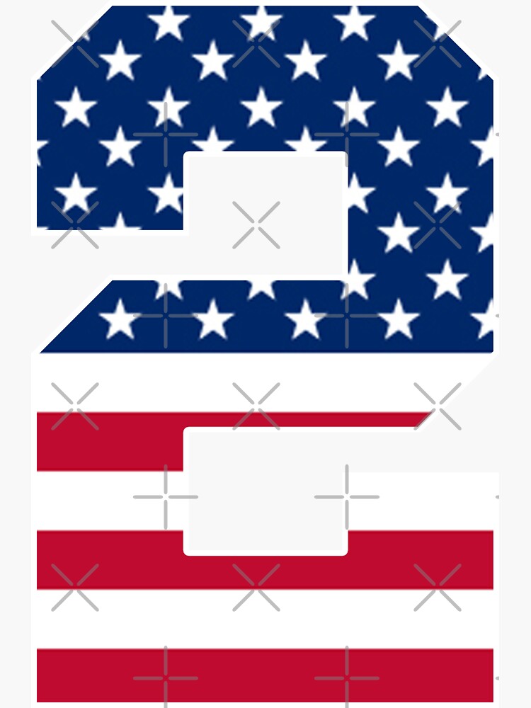 "Number 2 American Flag Sports" Sticker for Sale by Shariss | Redbubble