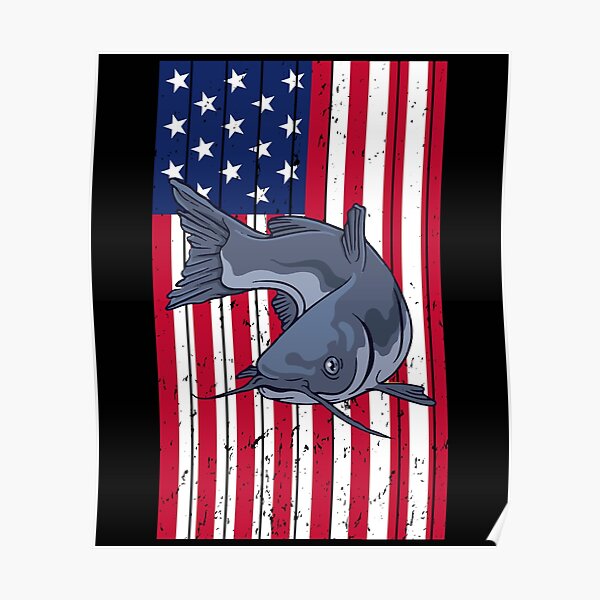"Catfishing American Flag - Catfish Angler Fisherman Gift- Mens Catfish ...