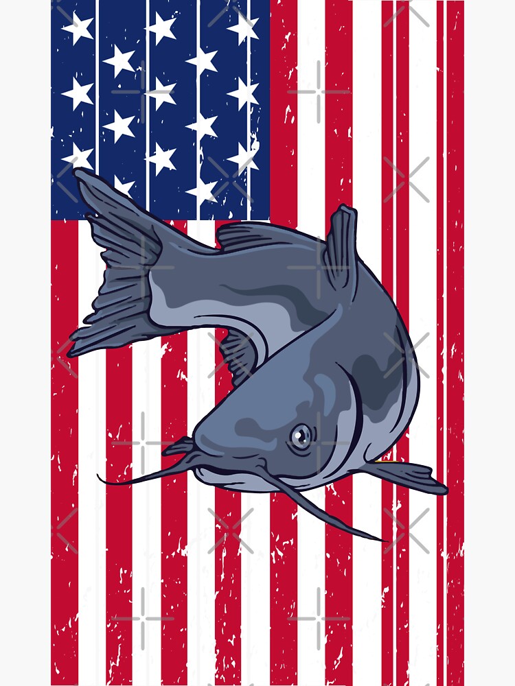 "Catfishing American Flag - Catfish Angler Fisherman Gift- Mens Catfish ...