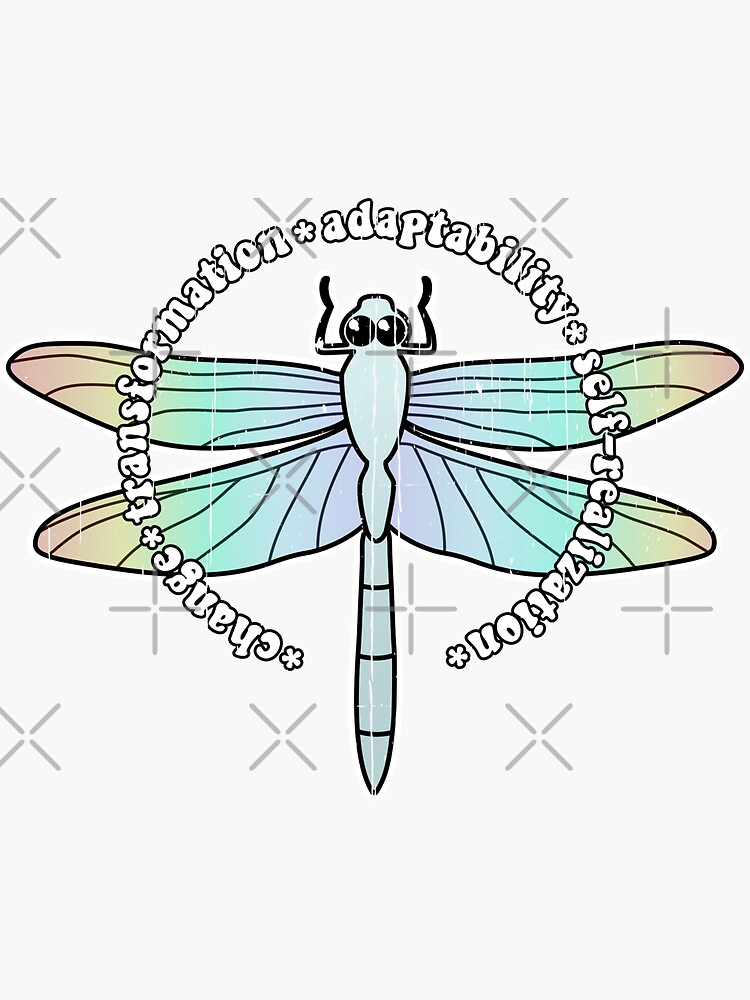 "Mystic Dragonfly: Change Transformation Adaptability Self-realisation" Sticker for Sale by ...