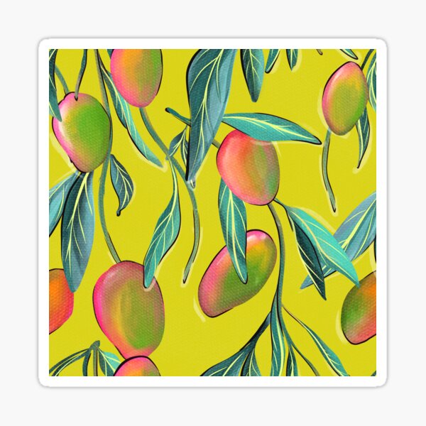 "Neon Mango fruit tropical plant " Sticker for Sale by Milatoo | Redbubble