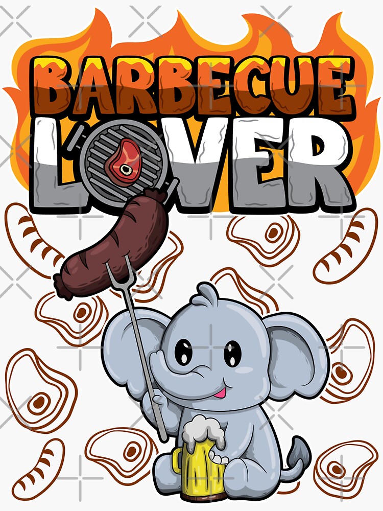 "Barbecue Lover - BBQ Elephant - Grill Animals" Sticker for Sale by ...