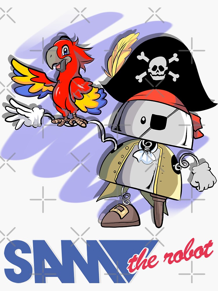 "Sam the Robot - Pirate" Sticker by RetroTrader | Redbubble