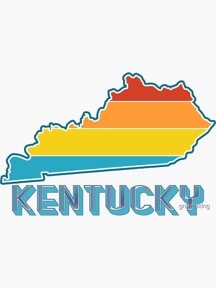"70s 80s Retro Bluegrass State Outline Louisville Kentucky design ...