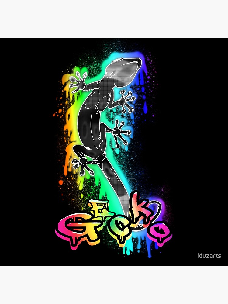 Lámina artística «Black Graffiti Style Gecko en un símbolo de tinta de ...