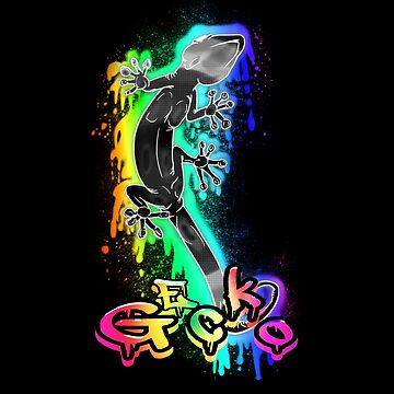 Pegatina for Sale con la obra «Black Graffiti Style Gecko en un símbolo ...